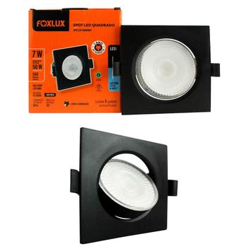 Kit 2 Spot Led 7w Quadrado 6500k Preto Bivolt Foxlux - Spot - Magazine Luiza