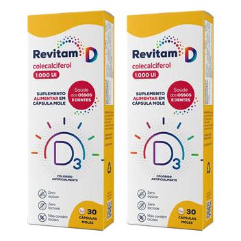 Kit 2 Suplemento Revitam D3 1000UI 30 Cápsulas - Avert - Cálcio ...