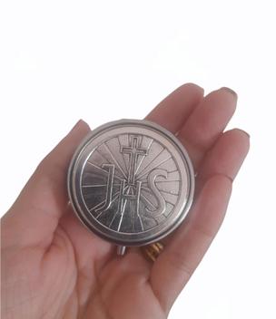 Kit 2 Teca Porta Hóstia Eucaristia Jhs 4,5cm Comunhão - caf - Produtos ...