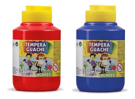 Kit 2 TEMPERA GUACHE Acrilex - 250ml - VERMELHO e AZUL - 02025507/ ...