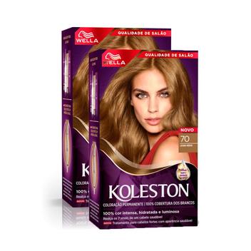 Kit 2 Tintura Creme Koleston Wella Louro Médio 70 - Tinta de Cabelo ...