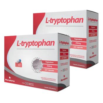 Kit 2 Triptofano L-Tryptophan 250mg Aminoácido Essencial 30 Cápsulas ...