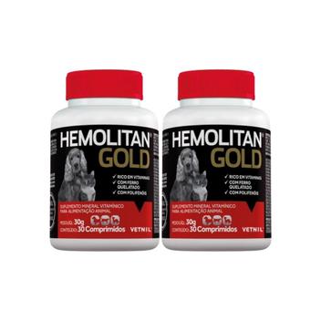 Kit 2 unidades - hemolitan gold 30 comprimidos - VETNIL - Vitaminas e ...