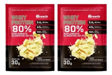 Kit 2 Wheys Protein 80% 30g Growth Chocolate Branco - Growth Suplements - Barra de Proteína ...