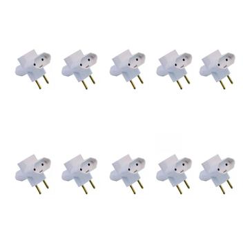 Kit 20 Unidades Pino 3 Saídas 2 Pólos Adaptador Plugue Plug Branco ...