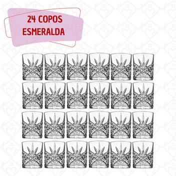 Kit 24 Copos De Whisky Transparente Vidro Luxo Esmeralda Bebida ...