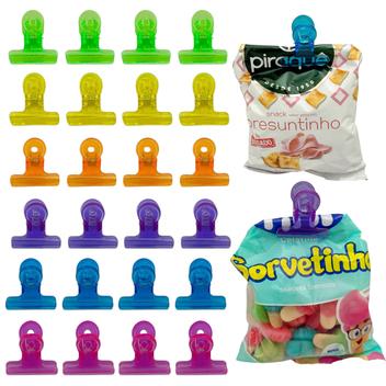 Kit 24 Pçs Prendedor Clip Coloridos Para Fechar Embalagens Comida ...