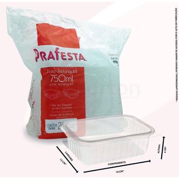 Kit 24 Unid. Pote Plastico Retangular Descartável PRAFESTA 250 / 350 / 500 / 750 / 1000ml ...