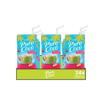 Kit 24x Água de Coco Sabor Morango Puro Coco 180ml - Água de Coco ...