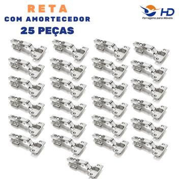 Kit 25 Dobradiças Reta com Amortecedor Armário 35mm HD - HD Ferragens ...