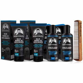 Kit 2X Balm 2X Shampoo E Pente Duplo Para Barba Robusta - Barbearia ...