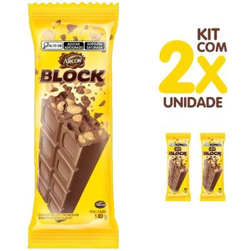 Kit 2x Barra Chocolate Chock Block 140g - Arcor - Chocolate / Barra de ...