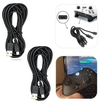 Kit 2x Cabo Usb Controle 3m Compatível Xbox One S Fat Jogar Pc Notebook ...