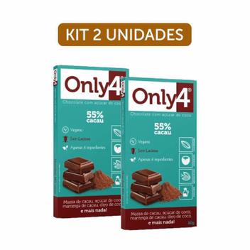 Kit 2X: Chocolate 55% Cacau Sem Lactose Vegano Only4 80G - Chocolate ...