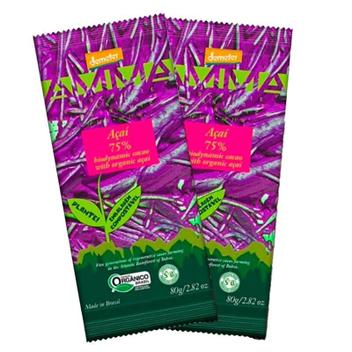Kit 2X: Chocolate 75% Cacau Açaí Orgânico Biodinâmico Amma - Amma ...