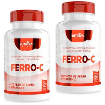 Kit 2X Ferro Com Vitamina C 60 Cápsulas - Nutrivale - Vitaminas A-Z ...