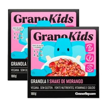 Kit 2X: Granola GranoKids Shake de Morango Sem Glúten GranoSquare 180g ...