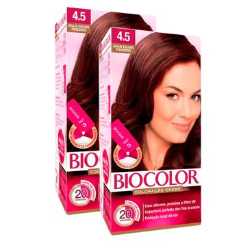 Kit 2X Tintura Creme Biocolor Acaju Escuro Poderoso 4.5 Mini Kit ...