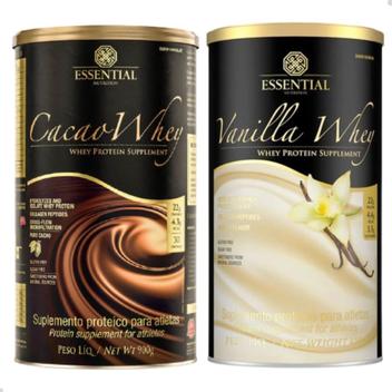 Kit 2X Whey Protein Essential 900G - Cacao E Baunilha - Essential ...