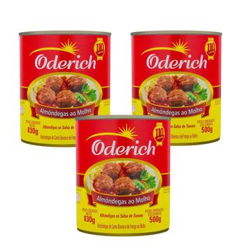 Kit 3 Almondega Ao Molho Oderich Lata 830g - Carnes, Aves e Peixes - Magazine Luiza