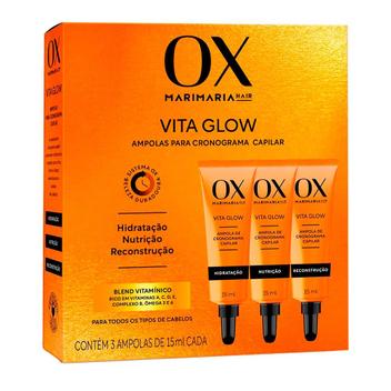 Kit 3 Ampolas Para Cronograma Capilar Ox Mari Maria Vita Glow 15ml ...
