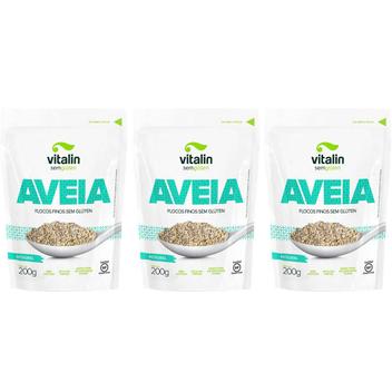 Kit 3 Aveia em Flocos Finos Sem Glúten Integral Vitalin 200g - Aveia - Magazine Luiza