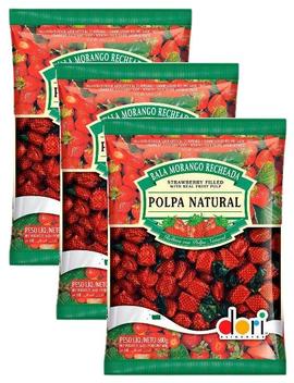 kit 3 Bala Recheada Morango Polpa Natural Dori Pacote 600g - Balas ...