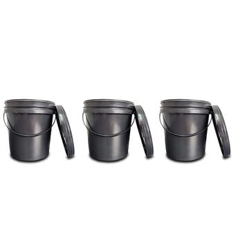 Kit 3 Baldinhos Balde Preto Alça Plástica Tampo Hermético 3,6 Litros ...