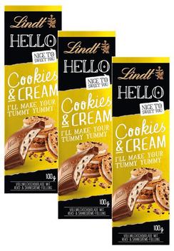 kit 3 Barra Chocolate Lindt HELLO Cookies and Cream 100g - Chocolate ...