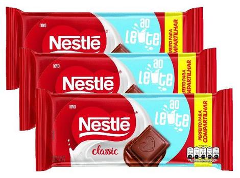 kit 3 Barra Chocolate Nestlé Classic ao Leite 150g - Chocolate / Barra de Chocolate - Magazine Luiza