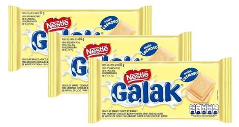 Kit 3 Barra De Chocolate Branco Galak Nestlé 80G - Nestle - Chocolate ...