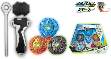 Kit 3 Beyblade Burst Slingshock Elemento X Hasbro + Lançador C/ Suporte ...
