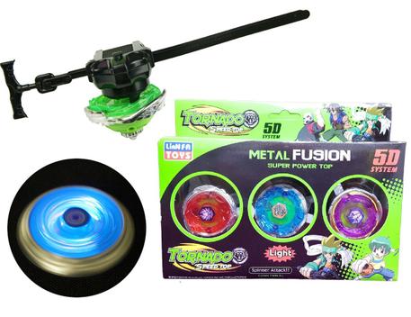 Kit 3 Beyblade Metal C/Luz Led Speed Light + 1 Lançador - Lianfa Toys ...