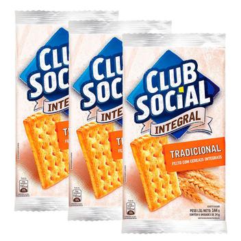 Kit 3 Biscoito Club Social Integral Tradicional com 6 Unidades de 24g ...