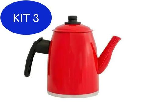 Kit 3 Bule Retro Em Alumínio Esmaltado Vermelho - Gulê - Bules ...