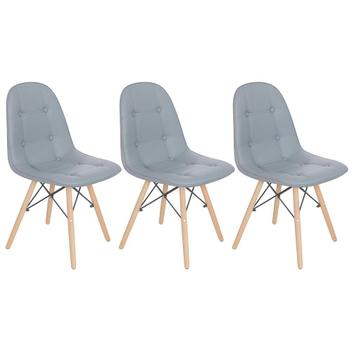 Kit 3 cadeiras estofadas Charles Eames Eiffel Botonê com pés de madeira ...
