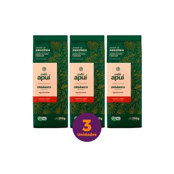 Kit 3 Cafés Apuí Agroflorestal Orgânico Torrado e Moído 250g - Café ...