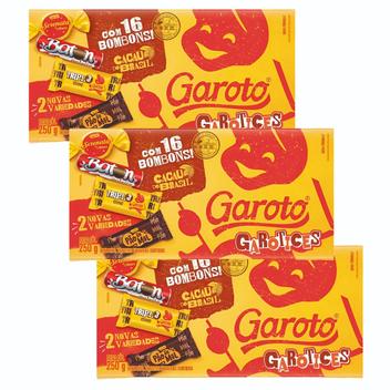 Kit 3 Caixa Bombons Garoto Sortidos 250g com 16 Unidades Chocolate ...