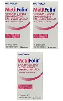 Kit 3 Caixas Suplemento Alimentar Metilfolin 90 Comprimidos - Megalabs ...