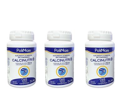 Kit 3 Calcinutri D Carbonato De Cálcio 1250mg + Vit D 120 Comprimidos ...