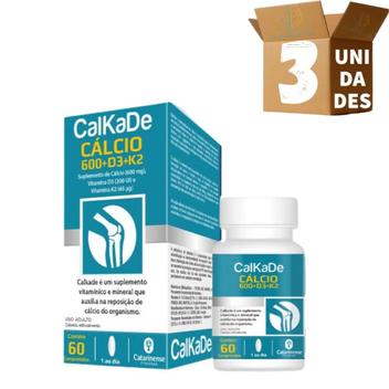 Kit 3 Calkade Cálcio + Vitamina D3 + K2 Catarinense 60 Comprimidos ...