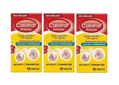 Kit 3 Calotrat Ácido Salicílico Remove Calos Verrugas 5ml - Hertz ...