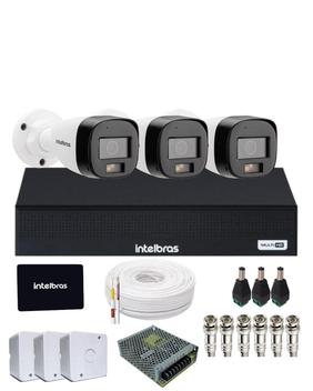 Kit 3 Câmeras Intelbras 3220b Full Color Com Áudio Dvr Mhdx 4 Canais ...