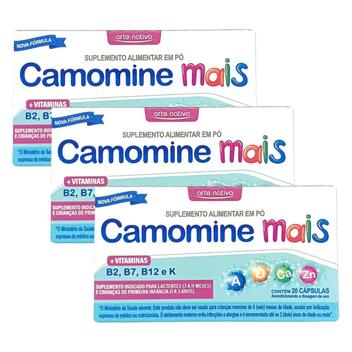 Kit 3 Camomine Vitamina B2 B7 B12 e K Com 20 Capsulas Arte Nativa ...