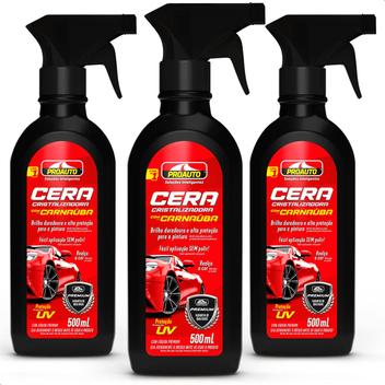 Kit 3 Ceras Cristalizadora Liquida com Carnaúba Proteção Uv Automotivo ...