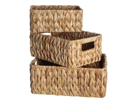 Kit 3 Cestos Decorativos Organizadores Em Fibra Natural C/ Alças - Casa ...