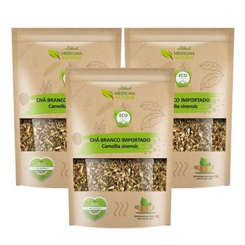 Kit 3 Chá Branco Premium Importado Folha Camellia Sinensis 100g cada ...