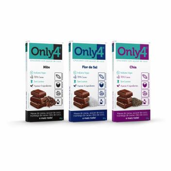 Kit 3 Chocolates Premium Only4: Chia, Flor De Sal, Nibs - Barra de ...
