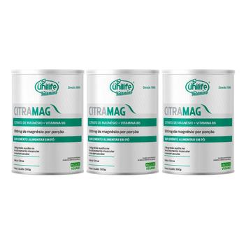 Kit 3 Citramag Magnésio + B6 Unilife 300g Sabor Citrus - Cloreto de ...