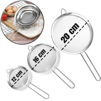 kit 3 Coador De Cozinha Peneira Inox Massas Sucos Farinha 12 - 16 ...